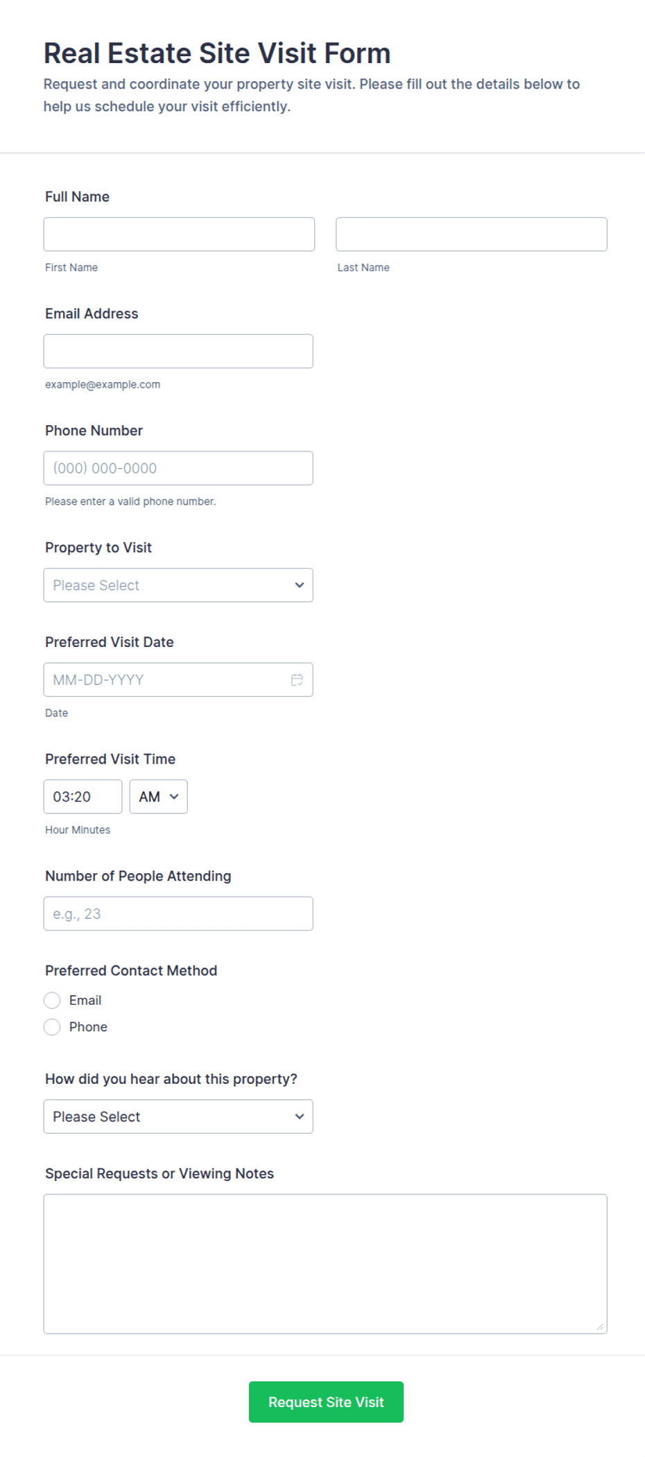 Real Estate Site Visit Form Template | Jotform
