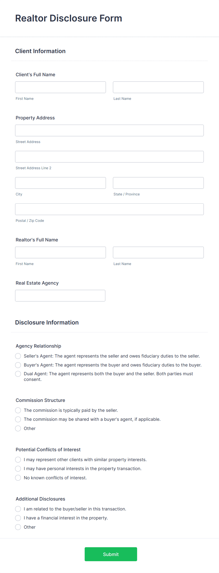 Realtor Disclosure Form Template | Jotform