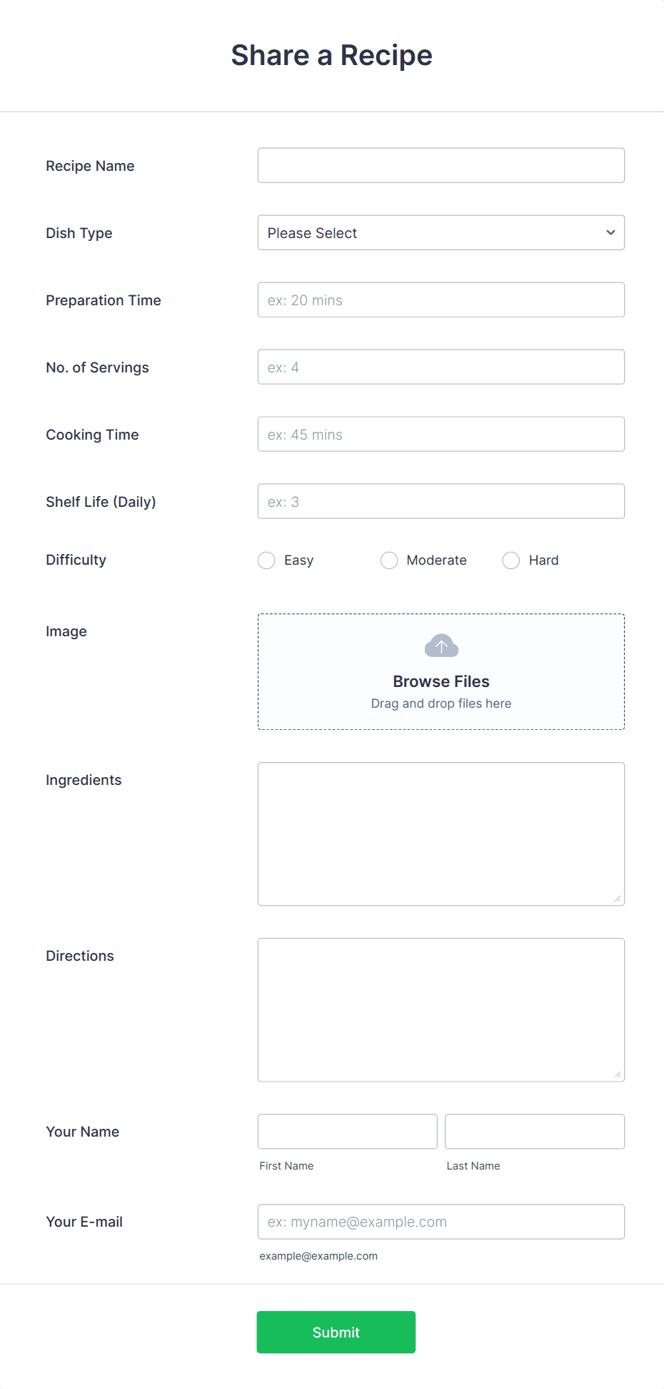 Recipe Sharing Form Template | Jotform