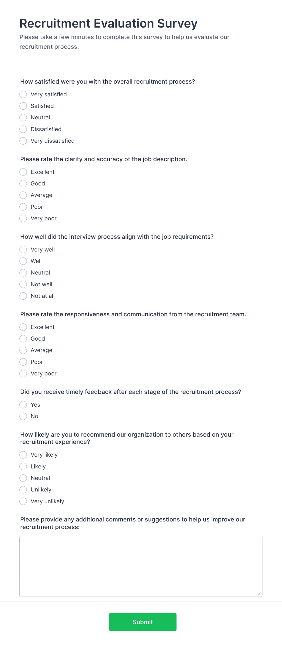 Recruitment Evaluation Survey Form Template | Jotform