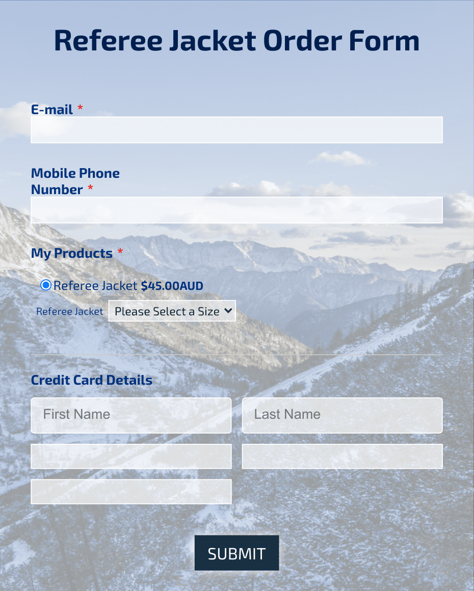 Referee Jacket Order Form Template | Jotform