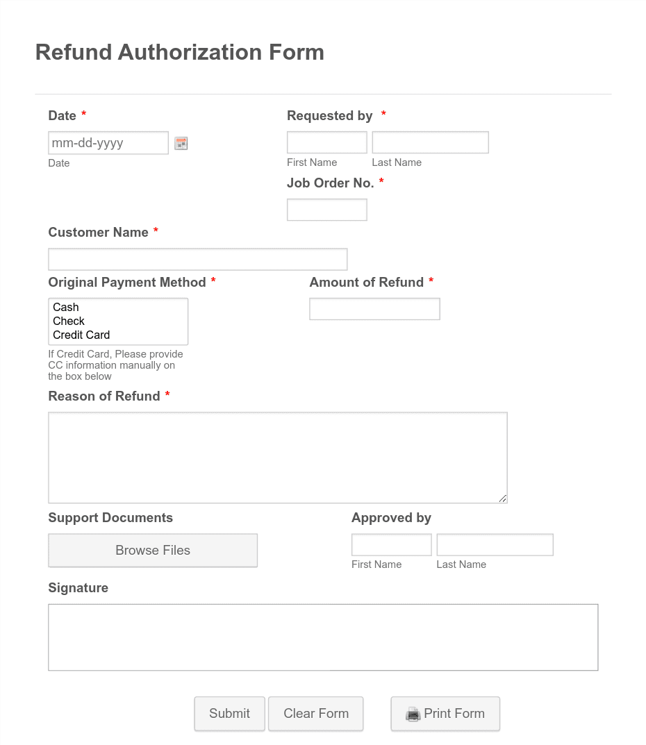 Refund Authorization Form Template | Jotform