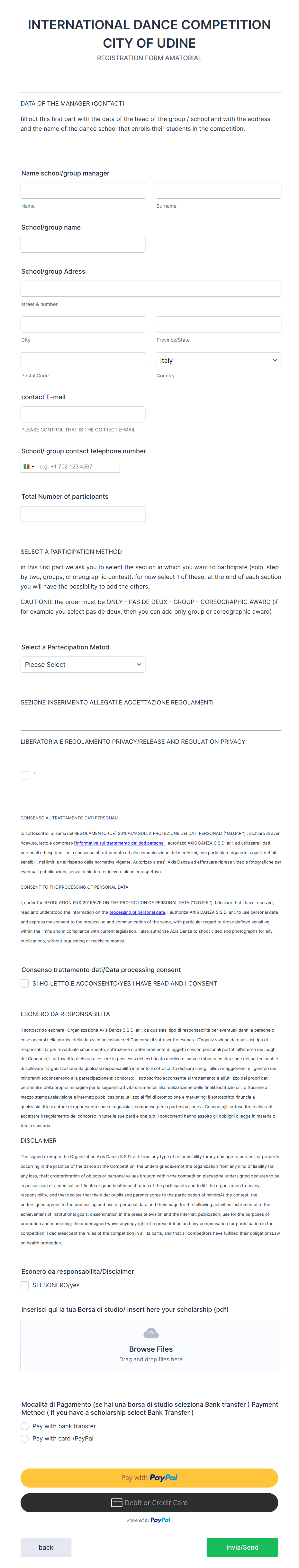 International Dance Competition Registration Form Template | Jotform