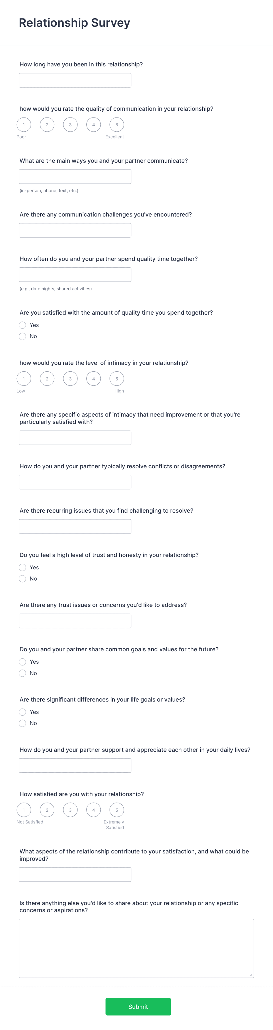 Relationship Survey Form Template | Jotform