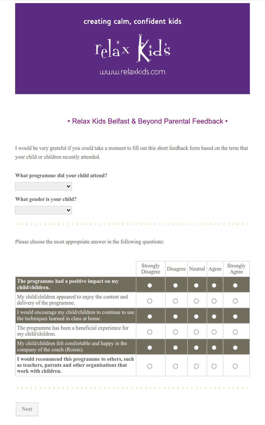 Relax Kids Term Feedback Form Template | Jotform