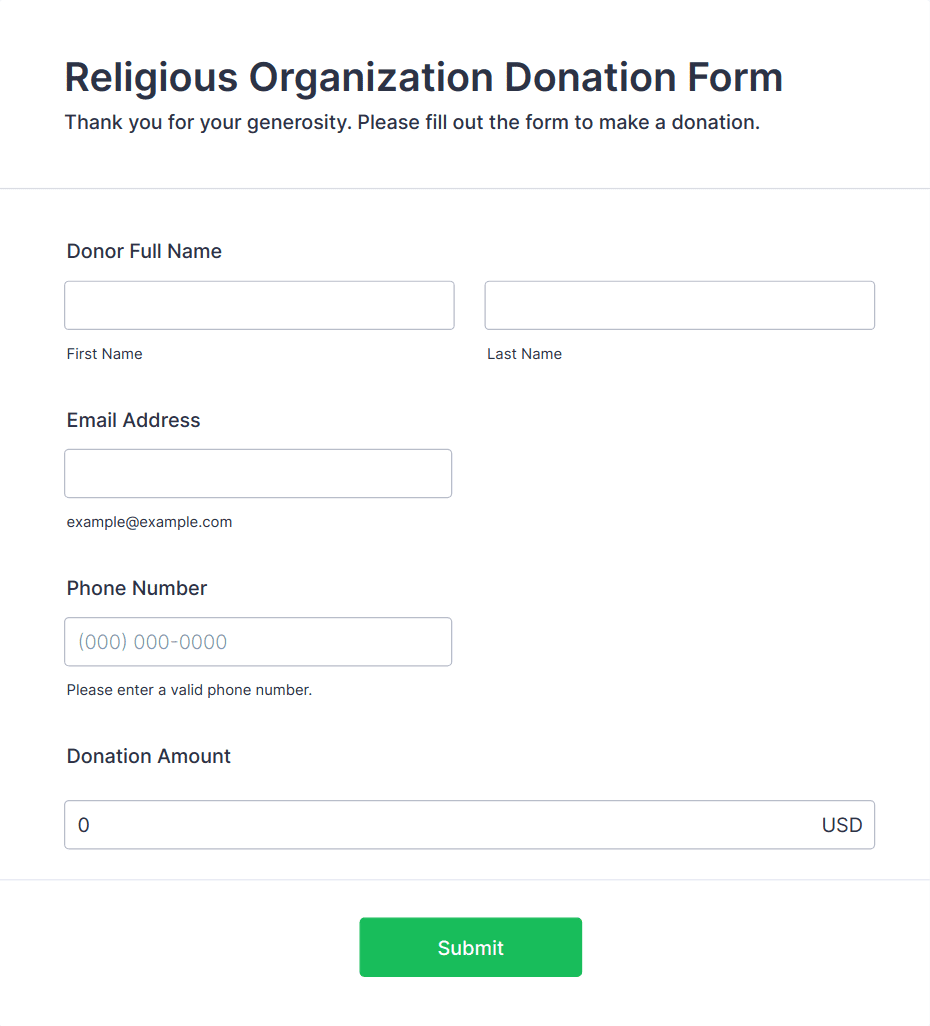 Religious Organization Donation Form Template | Jotform