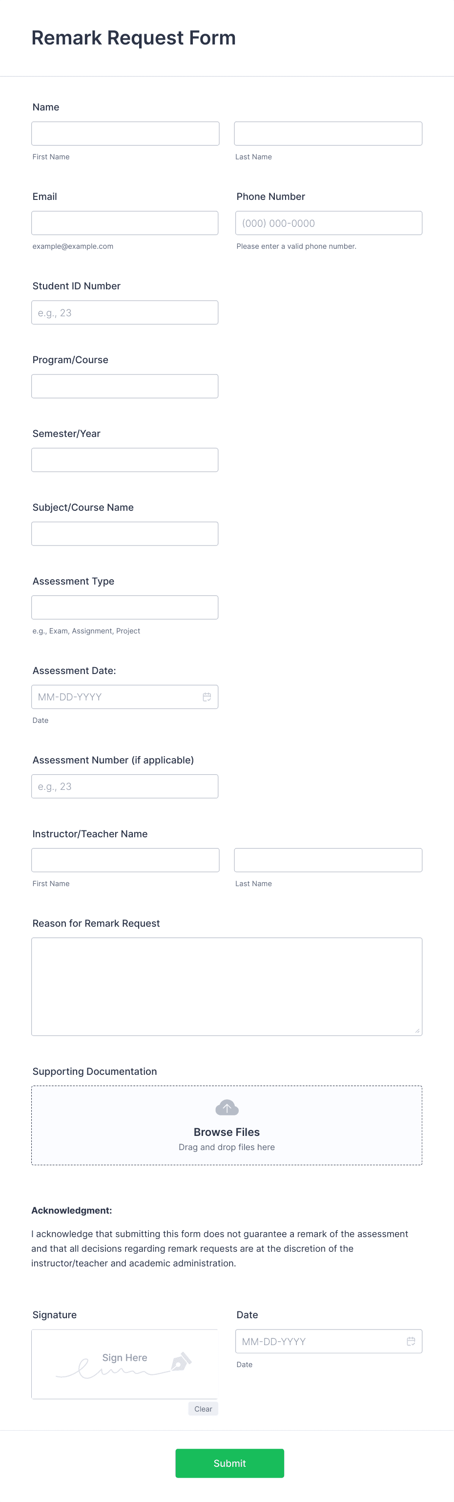 Remark Request Form Template | Jotform