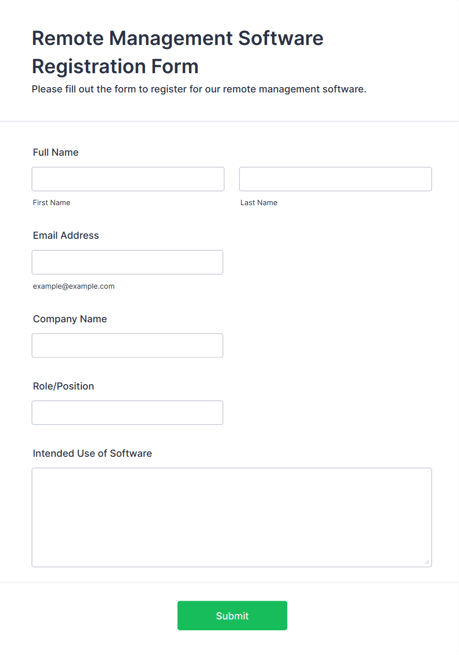 Remote Management Software Registration Form Template | Jotform