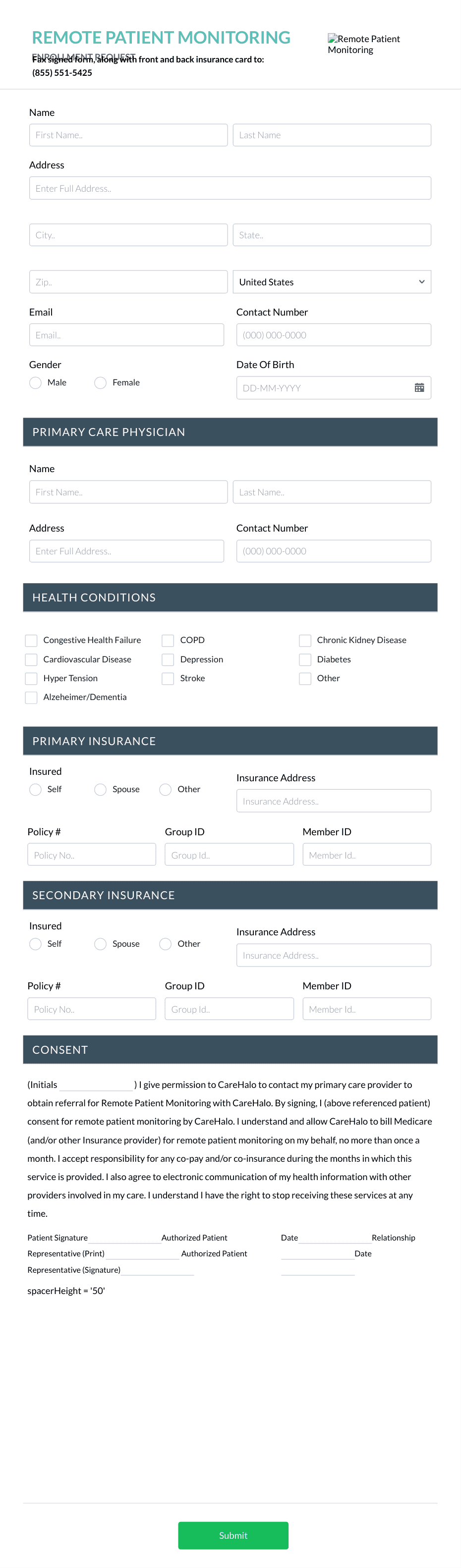 Remote Patient Monitoring Form Template | Jotform