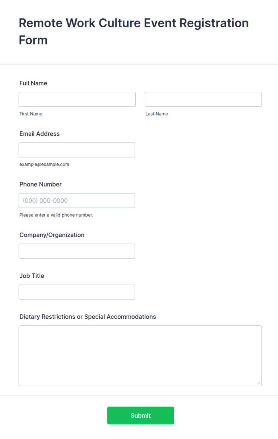 Remote Work Culture Event Registration Form Template | Jotform