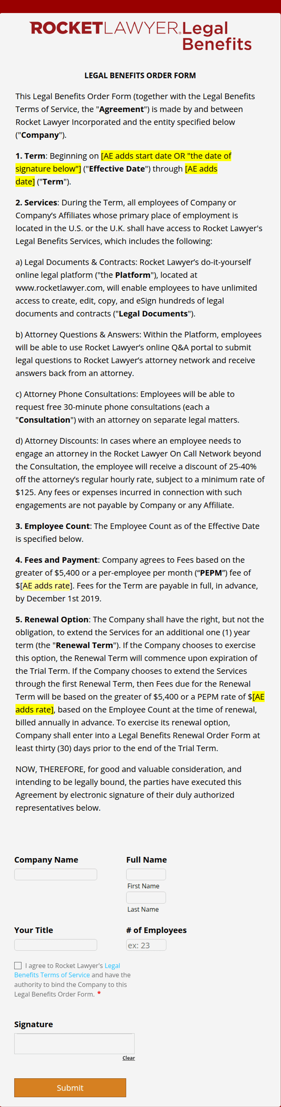 Renewal Order Form Template | Jotform