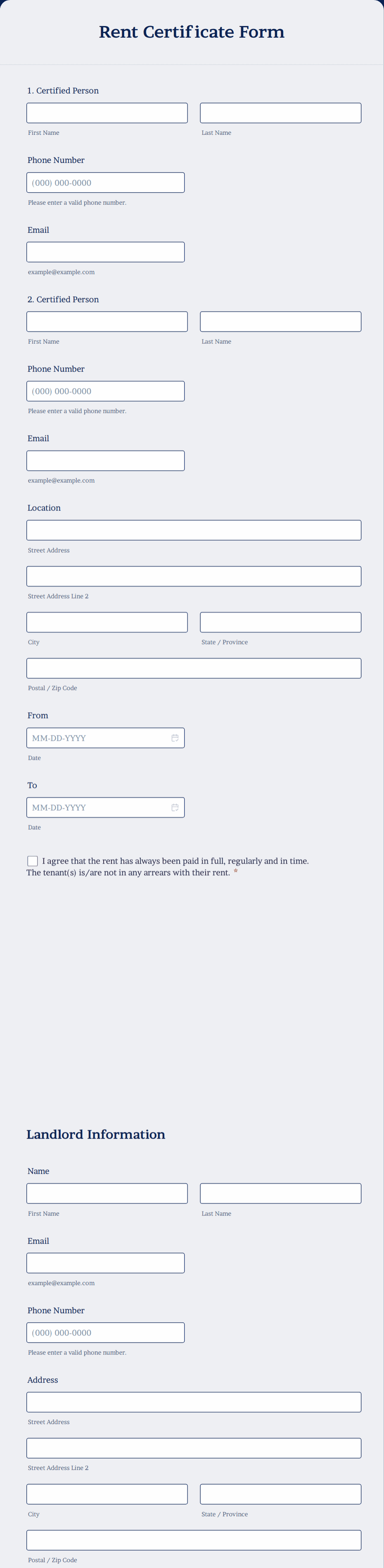 Rent Certificate Form Template | Jotform
