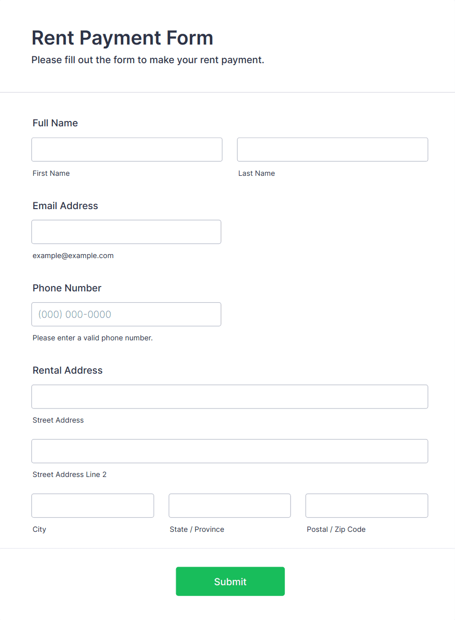 Rent Payment Form Template | Jotform