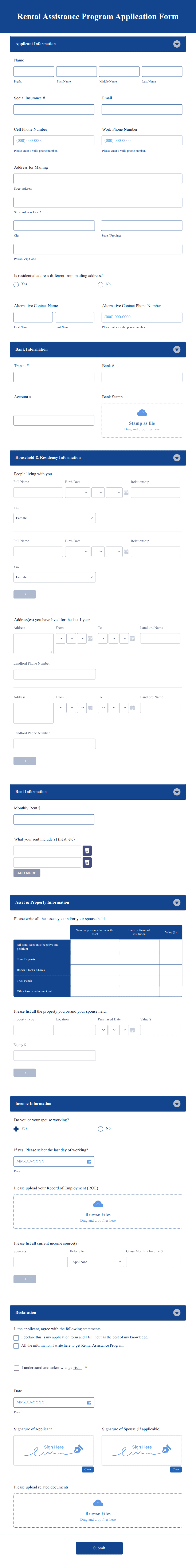 Rental Assistance Program Application Form Template | Jotform