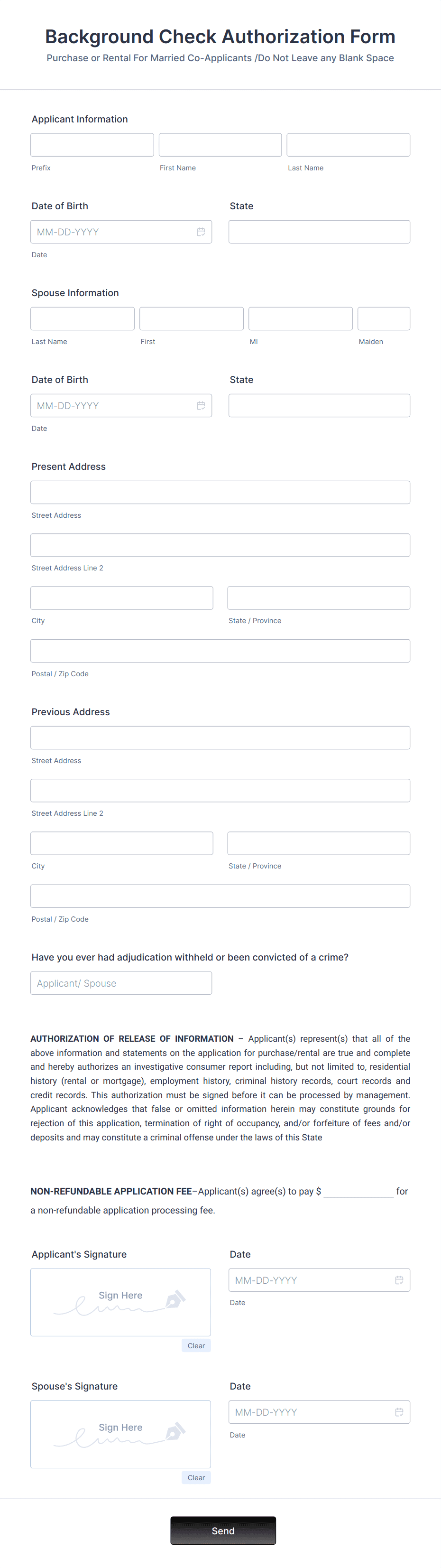 Rental Background Check Authorization Form Template | Jotform