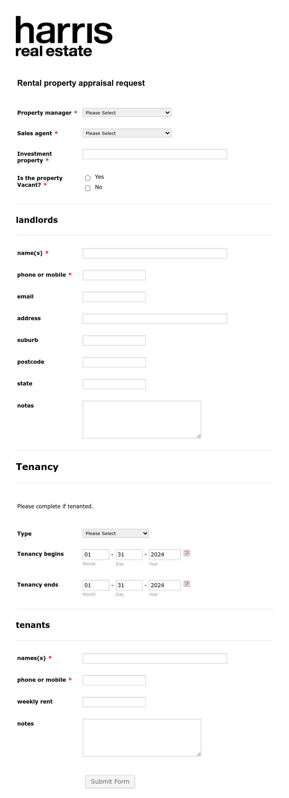 Rental Property Appraisal Request Form Template | Jotform