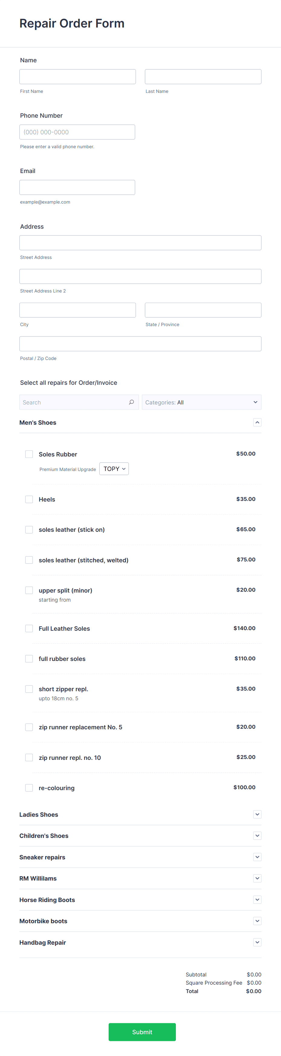 Repair Order Form Template | Jotform