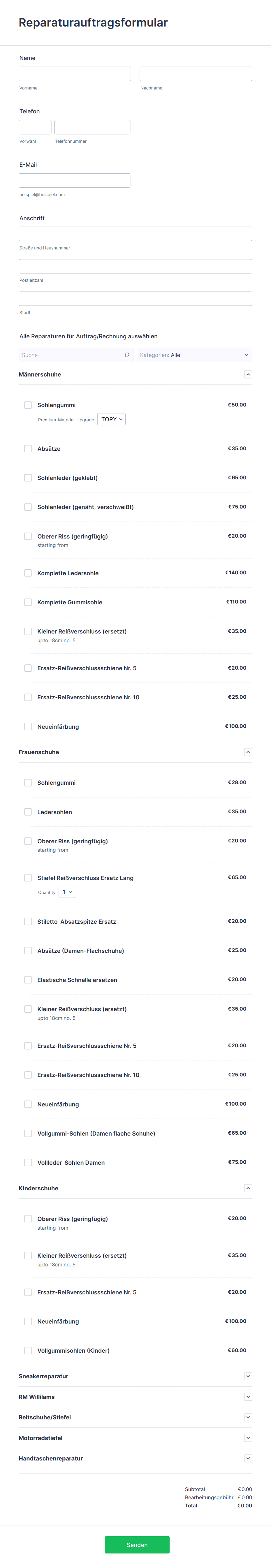 Reparaturauftragsformular Formularvorlage | Jotform