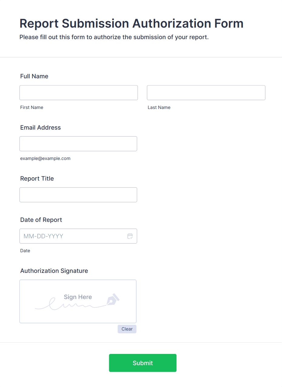 Report Submission Authorization Form Template | Jotform
