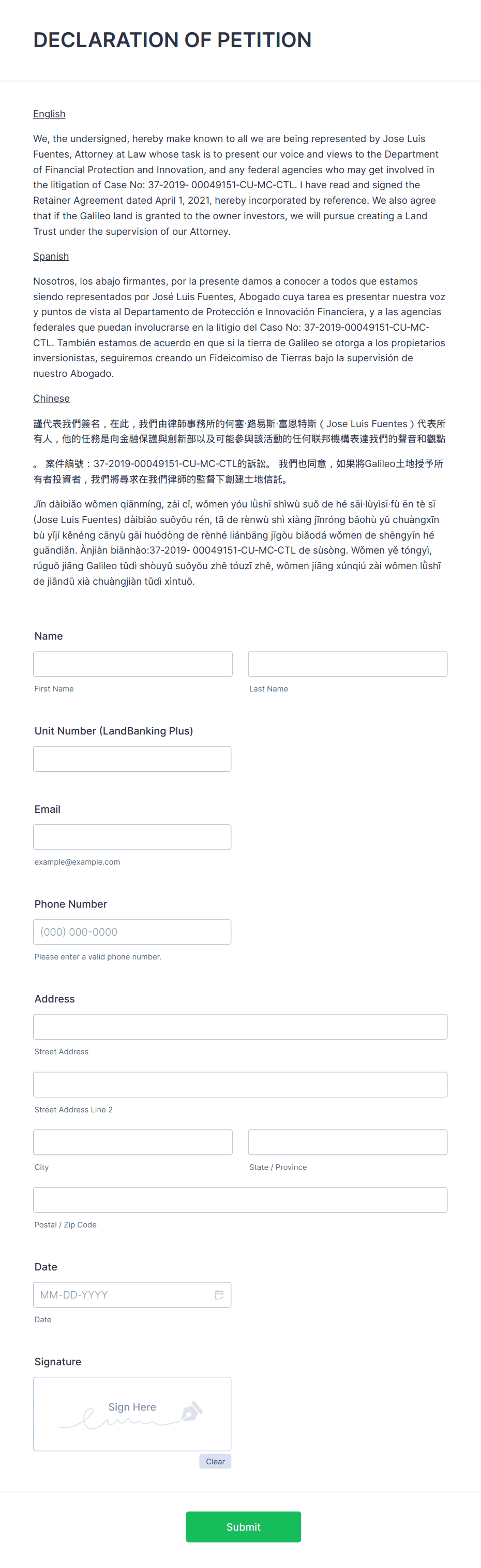 Request for Attorney Representation Form Template | Jotform