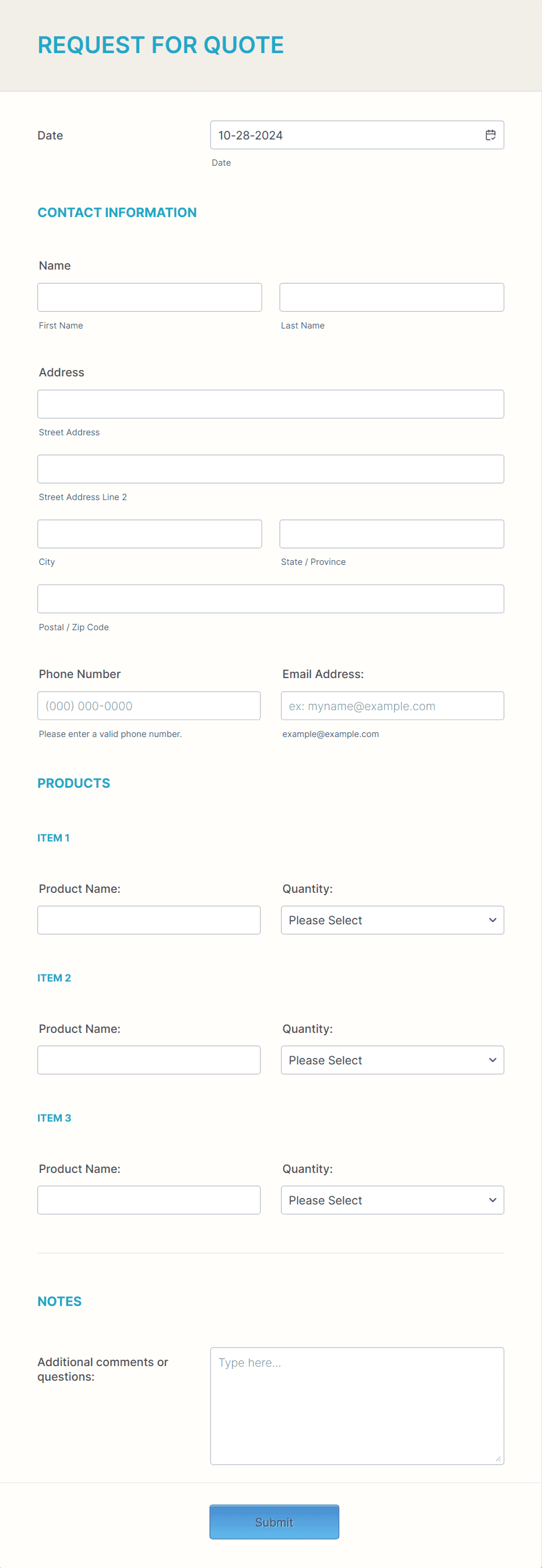 Request For Pricing Form Template | Jotform