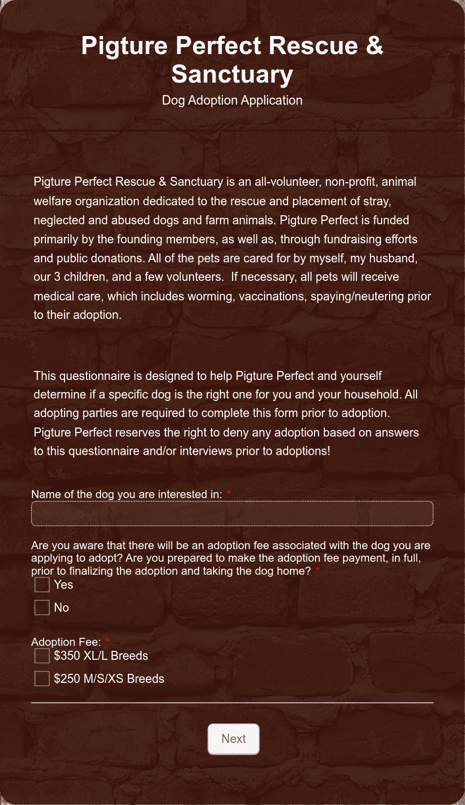 Rescue Animal Adoption Application Form Template | Jotform