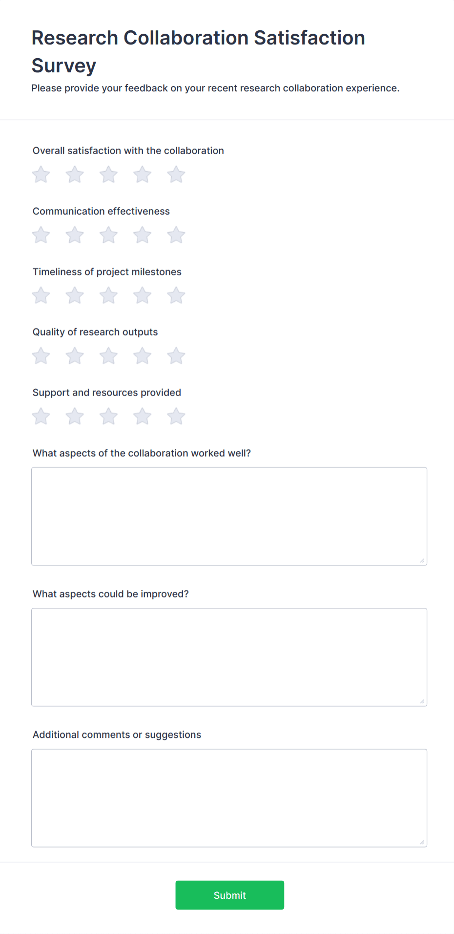 Research Collaboration Satisfaction Survey Form Template | Jotform