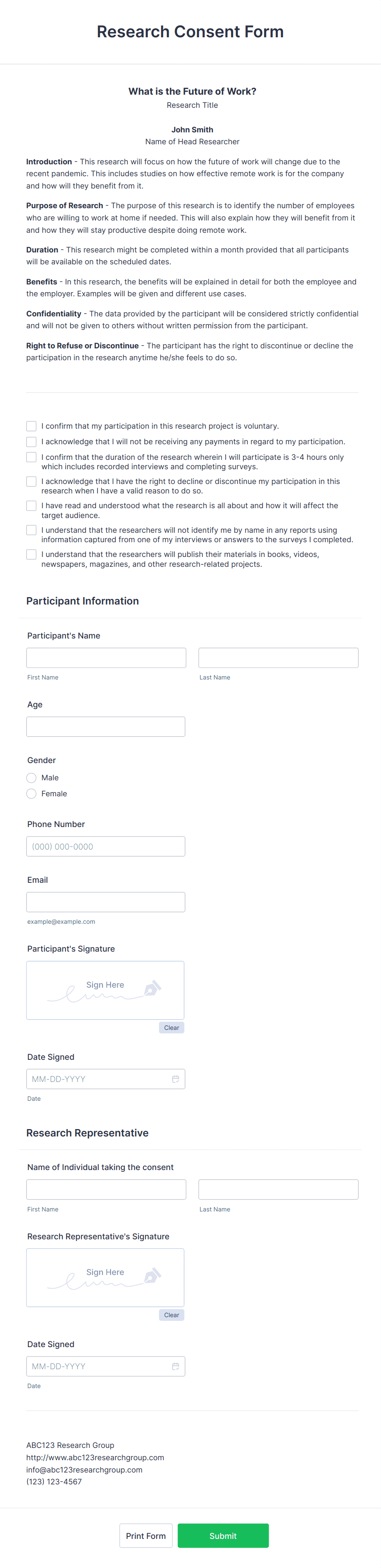 Research Consent Form Template | Jotform