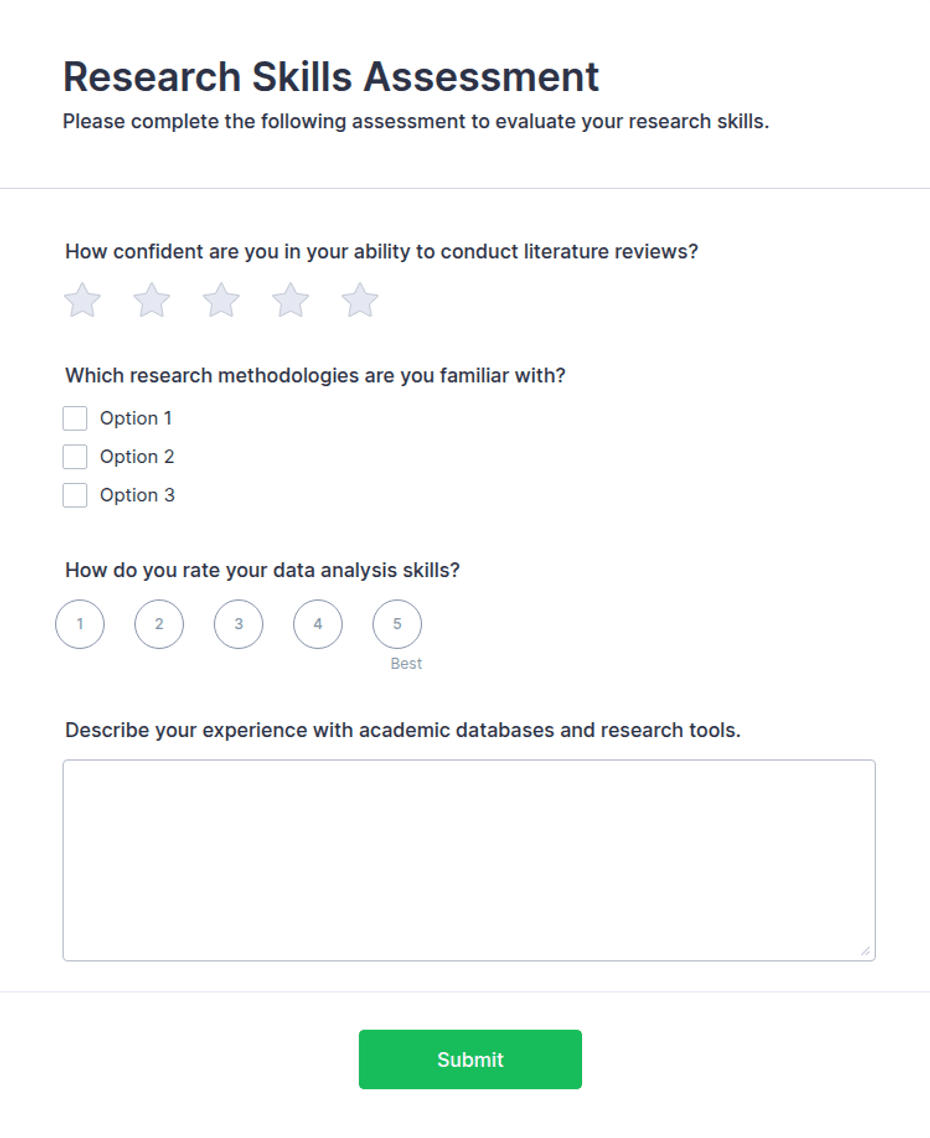 Research Skills Assessment Form Template | Jotform