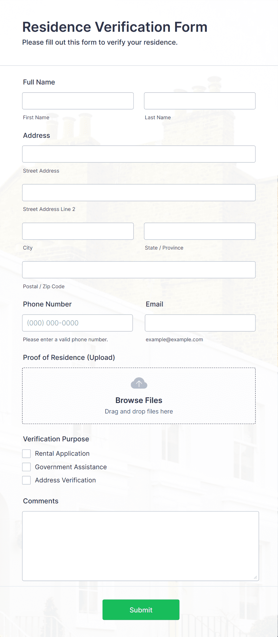 Residence Verification Form Template | Jotform