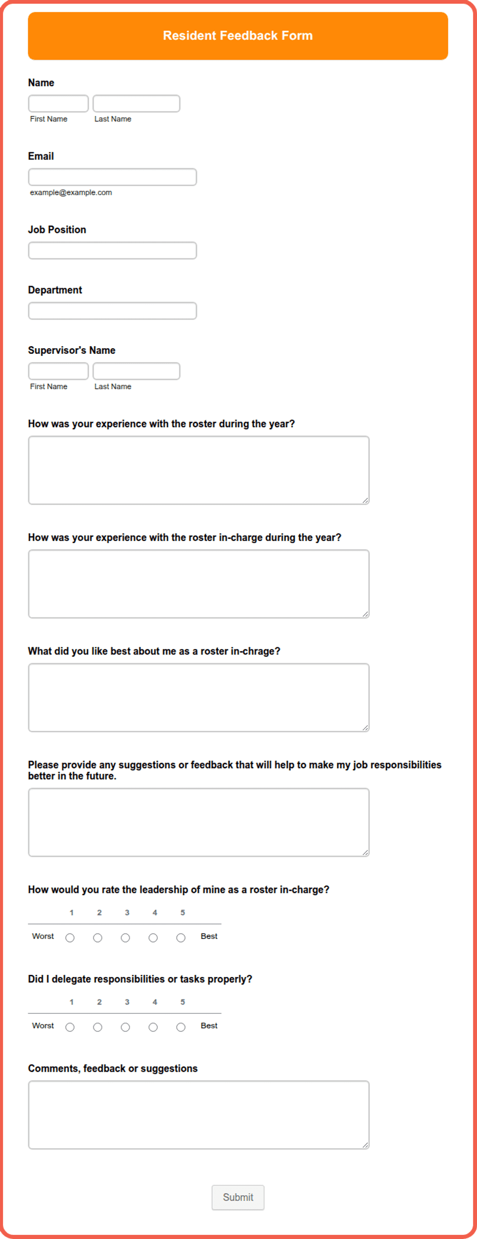Resident Feedback Form Template | Jotform