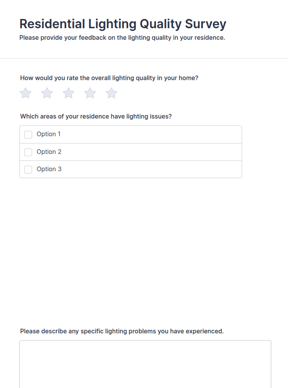Residential Lighting Quality Survey Form Template | Jotform