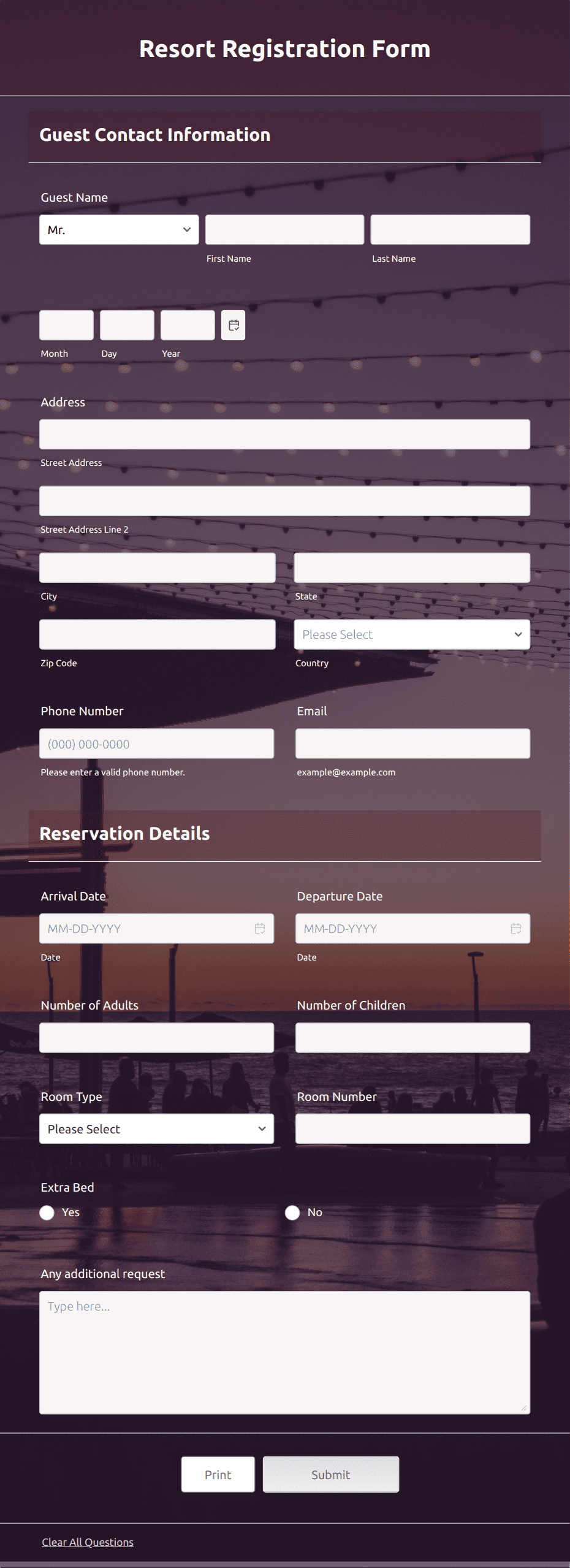 Resort Registration Form Template | Jotform