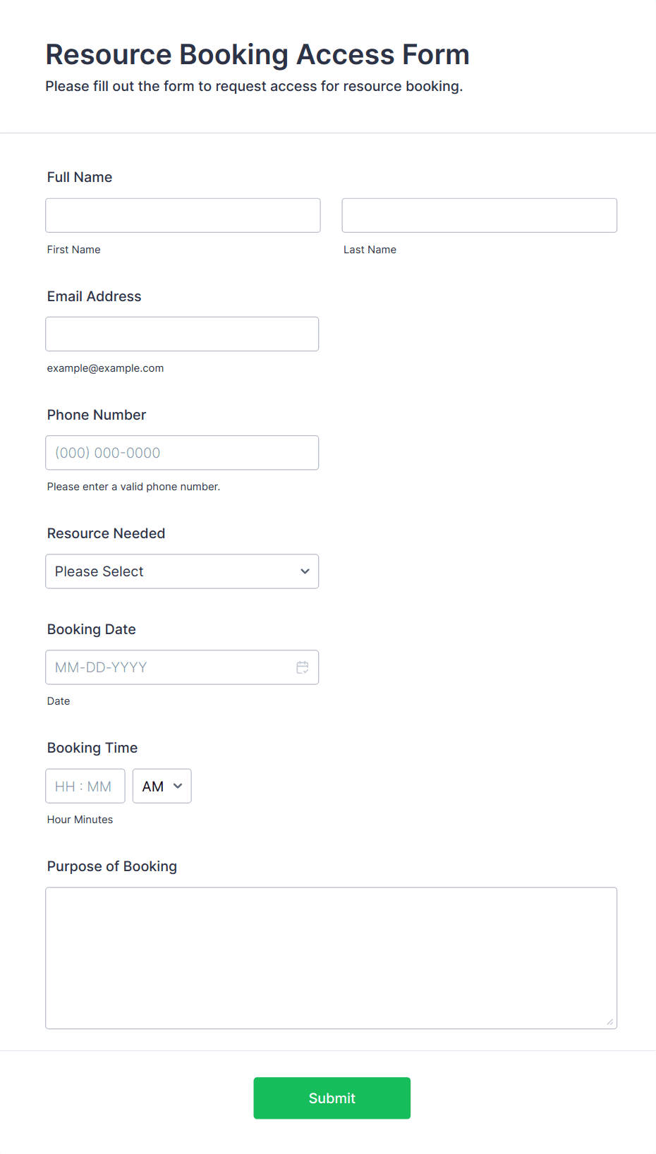 Resource Booking Access Form Template | Jotform