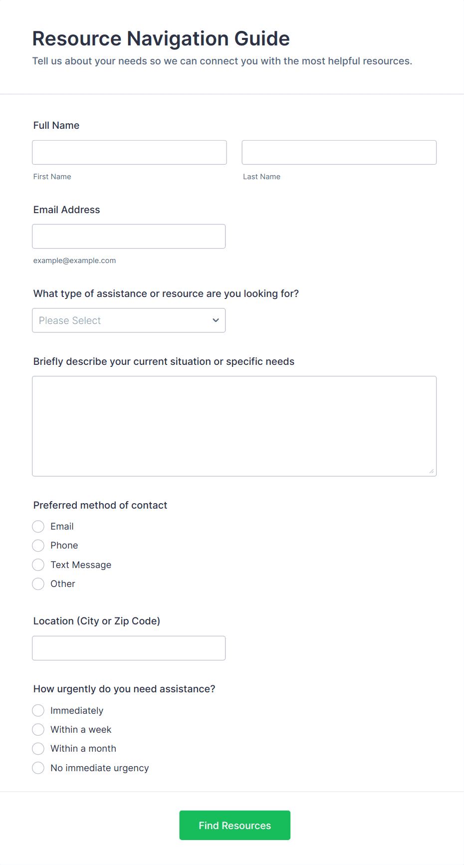 Resource Navigation Guide Form Template | Jotform