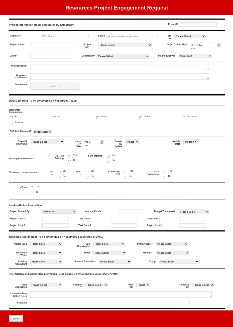 Project Resource Request Form Template | Jotform