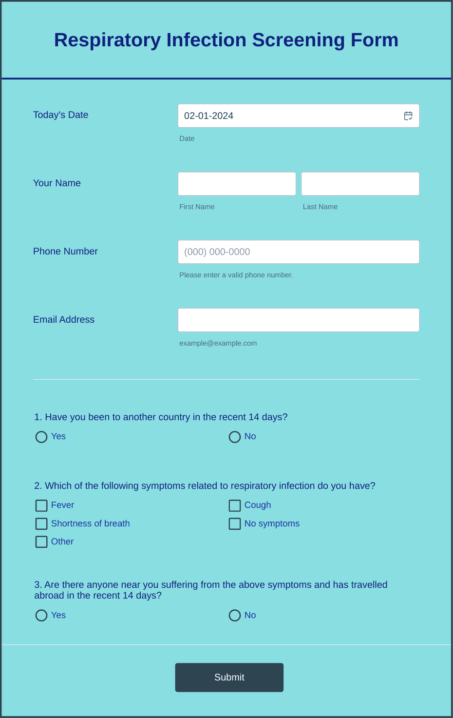 Respiratory Infection Screening Form Template | Jotform