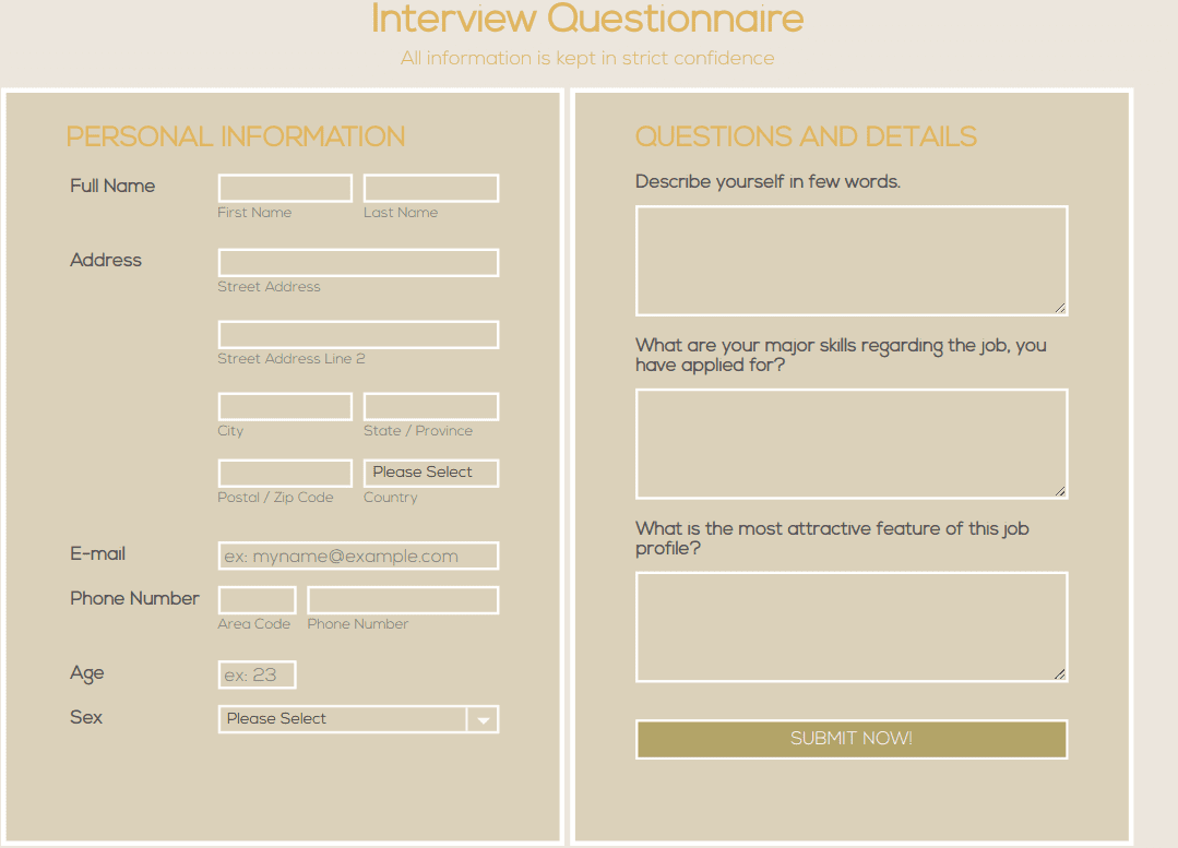 Responsive Interview Questionnaire Form Template | Jotform