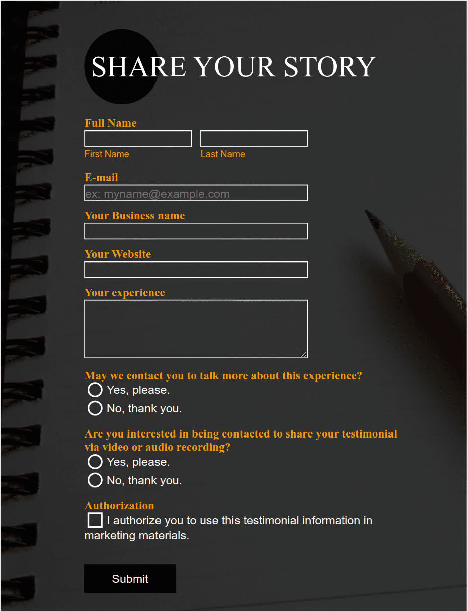 Responsive Share Your Story Form Template | Jotform