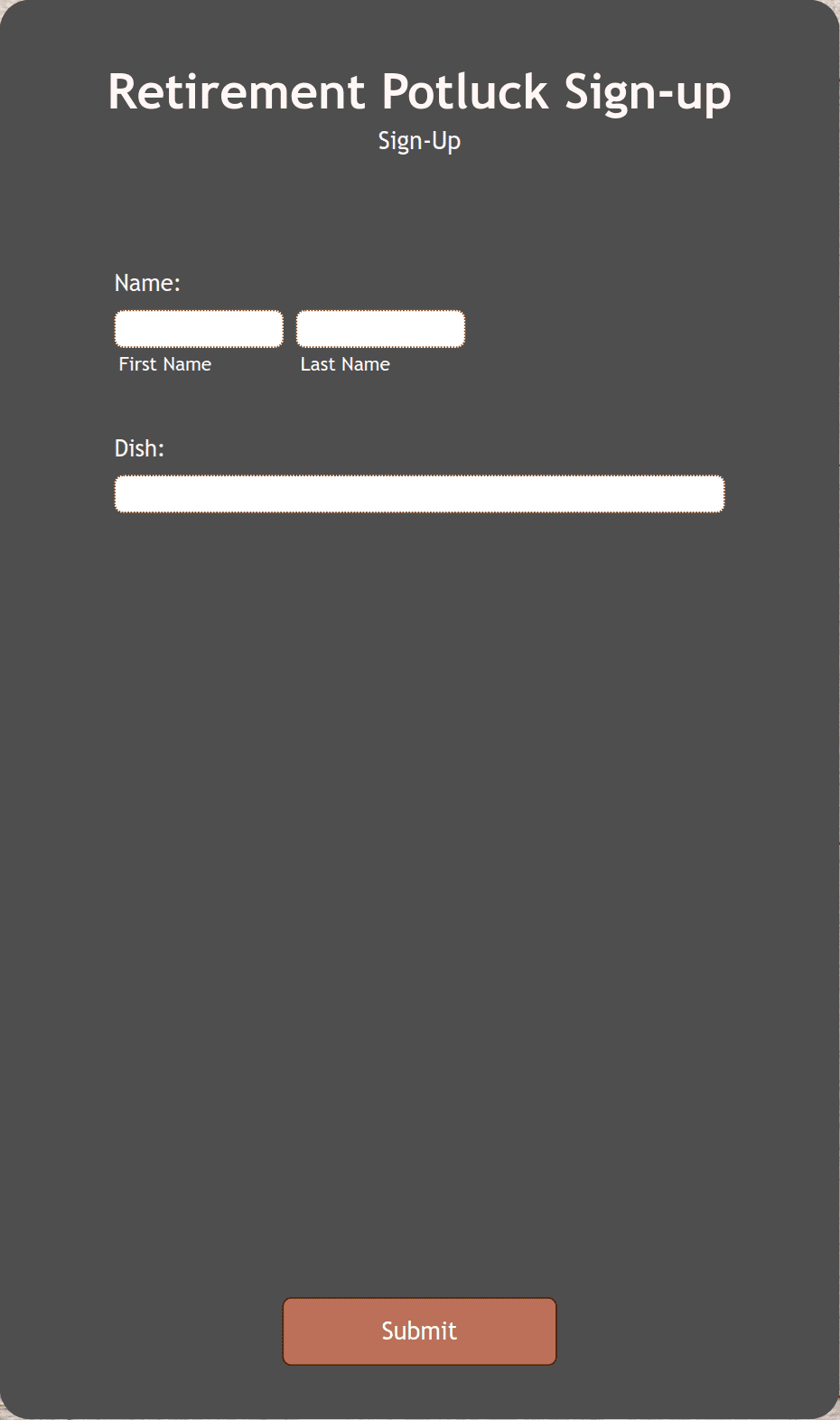 Retirement Potluck Sign up Form Template | Jotform