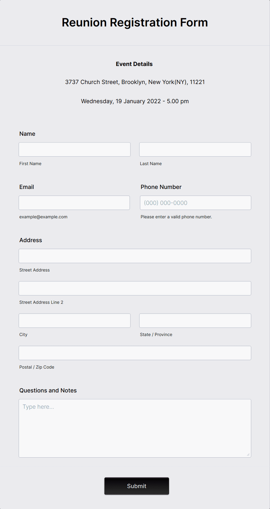Reunion Registration Form Template | Jotform