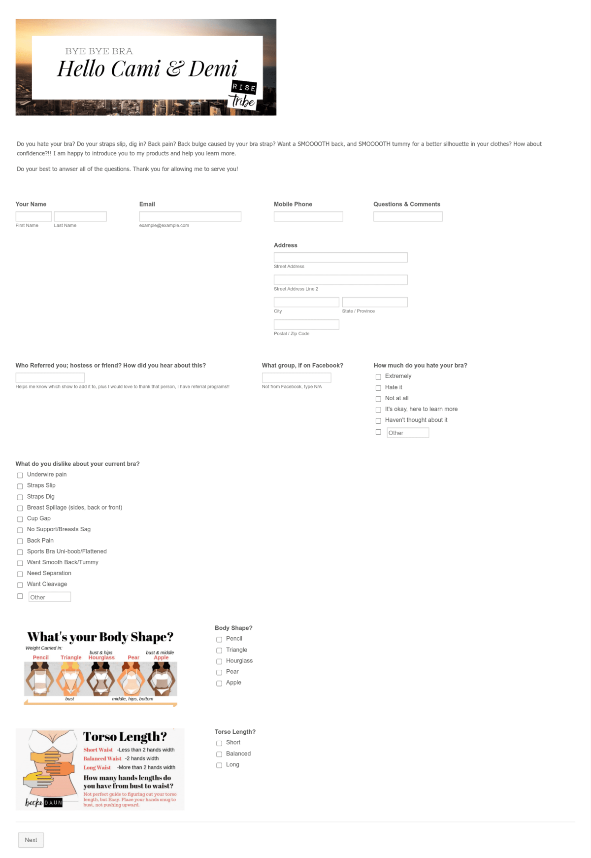 Rise Tribe RR Form Template | Jotform