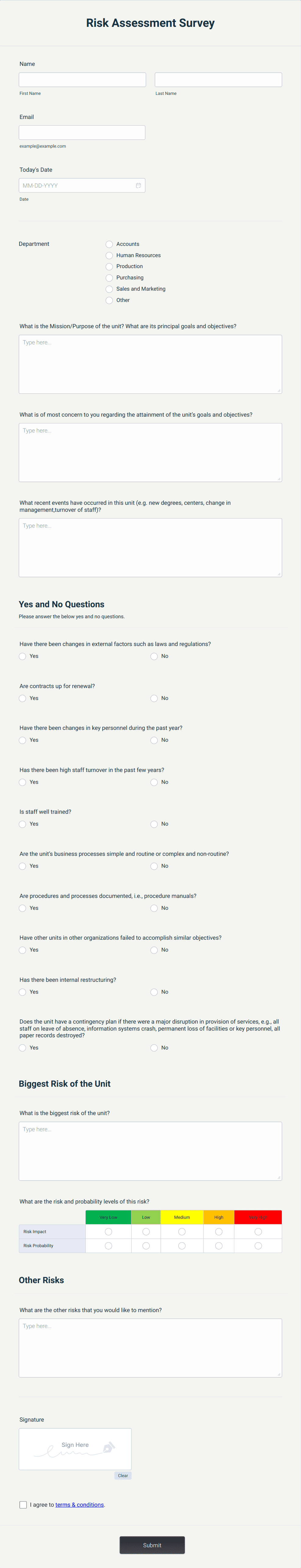 Risk Assessment Survey Form Template | Jotform