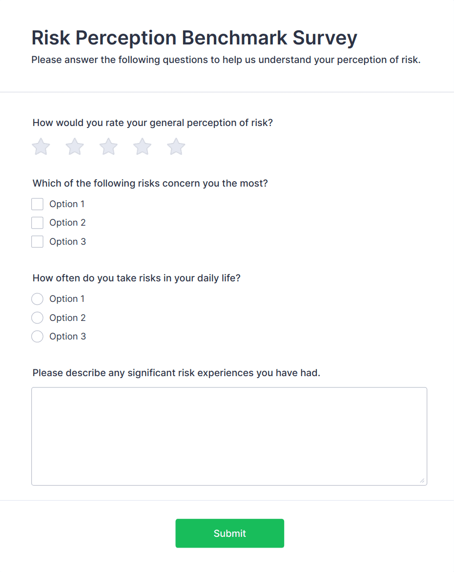 Risk Perception Benchmark Survey Form Template | Jotform