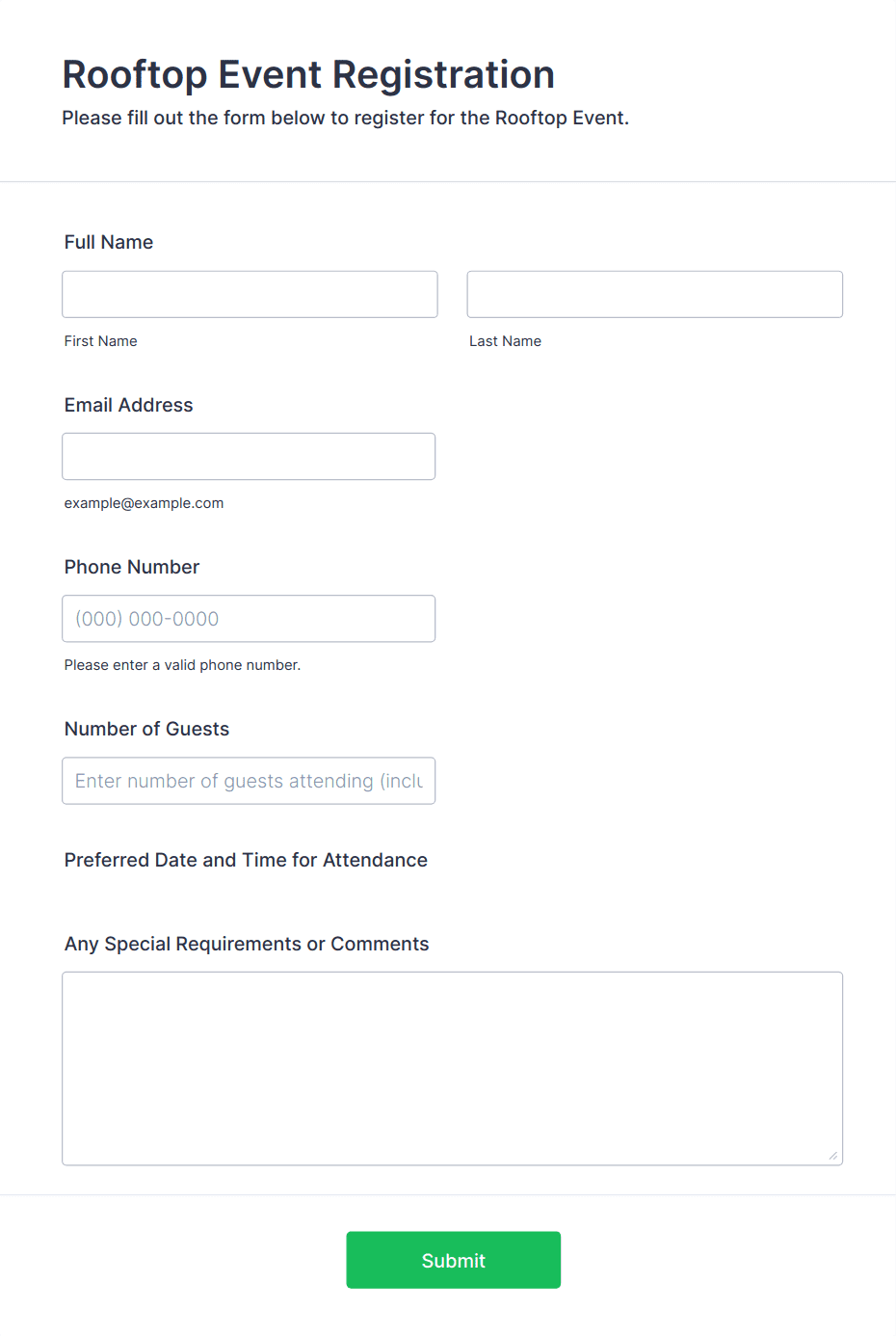 Rooftop Event Registration Form Template | Jotform