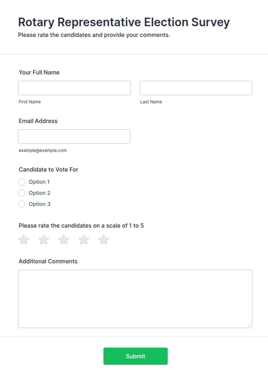 Rotary Representative Election Survey Form Template | Jotform