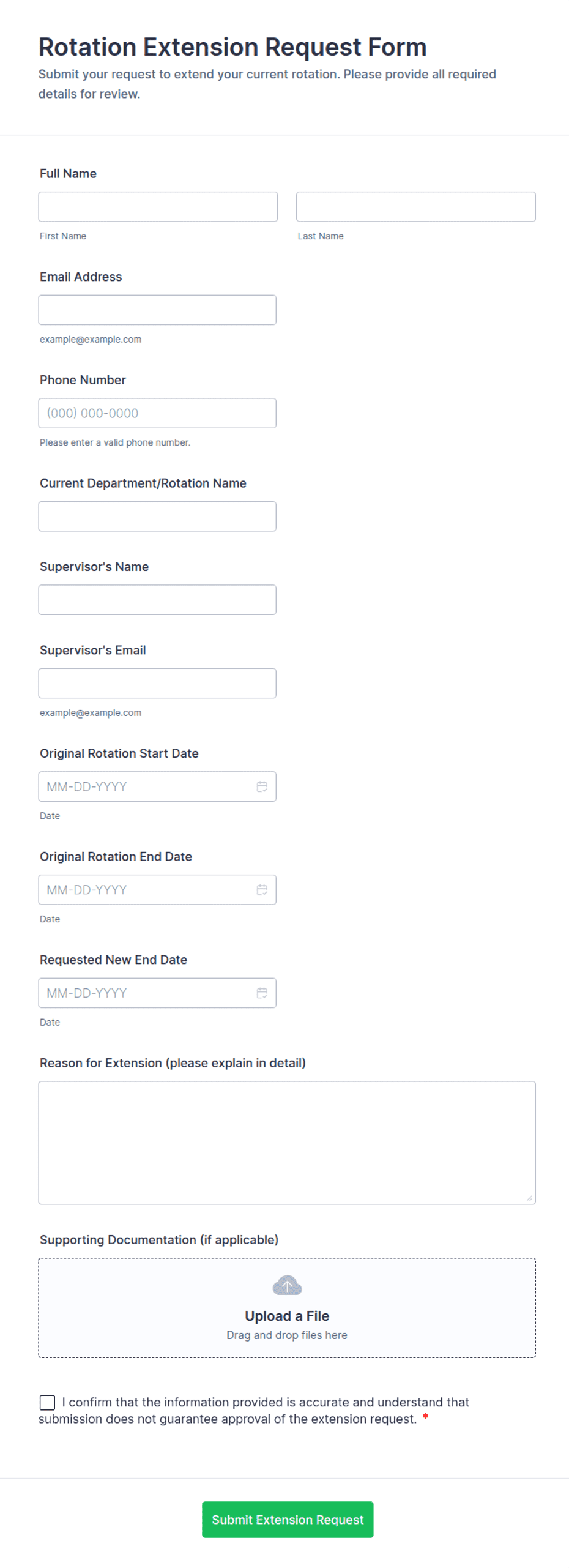 Rotation Extension Request Form Template | Jotform