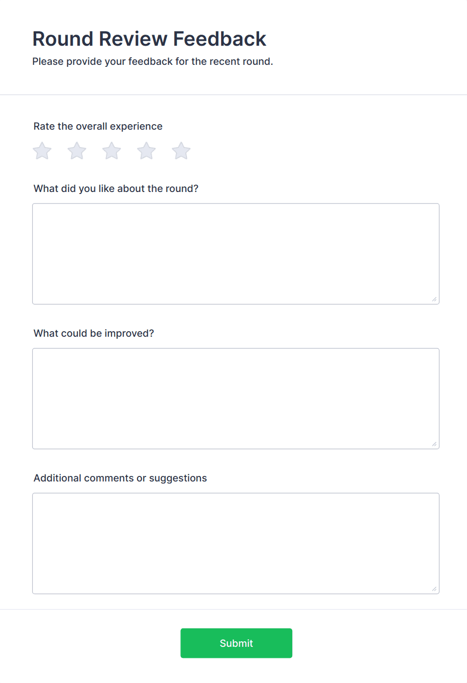 Round Review Feedback Form Template | Jotform