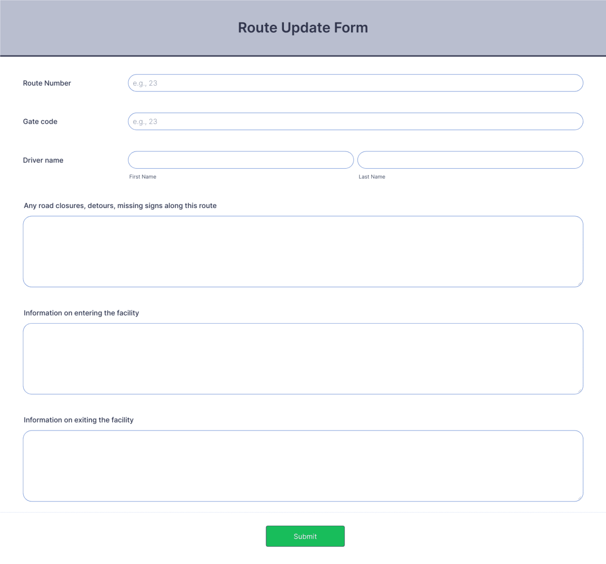 Route Update Form Template | Jotform