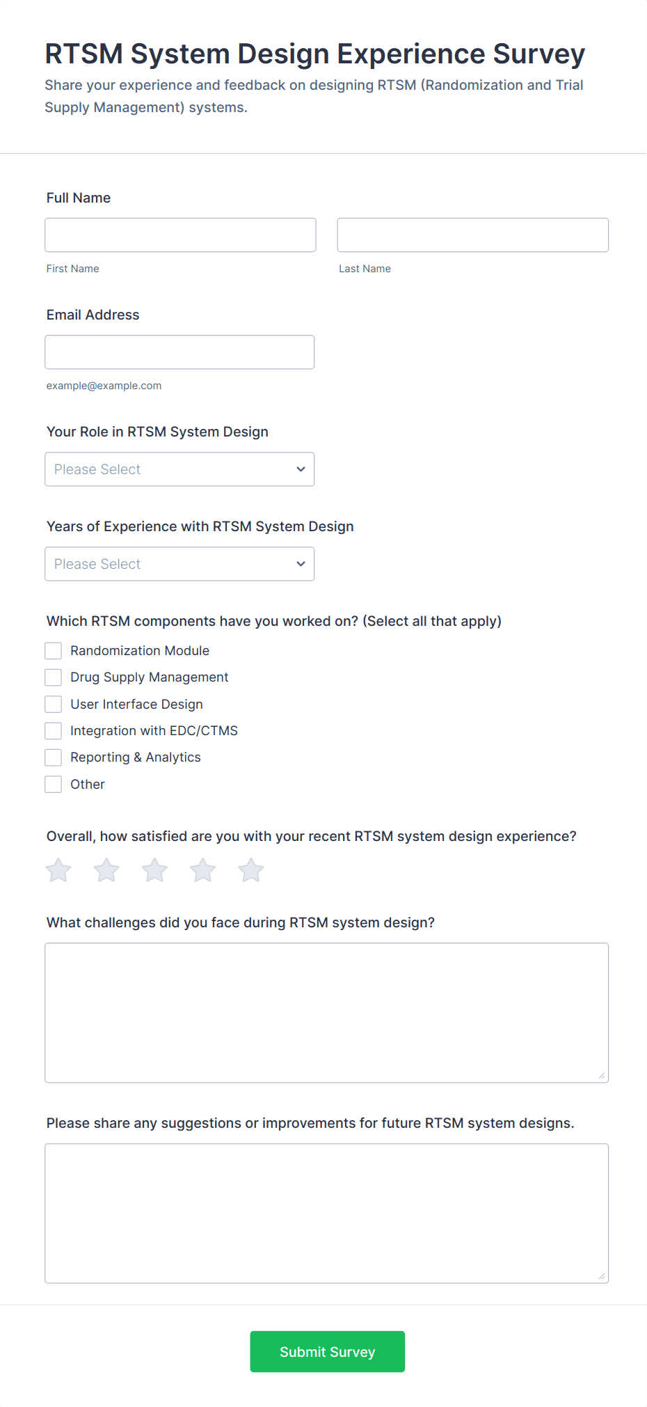 RTSM System Design Experience Survey Form Template | Jotform